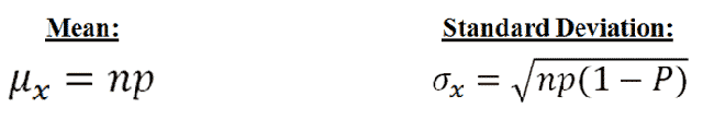 Mean And Standard Deviation Of Binomial Random Variables